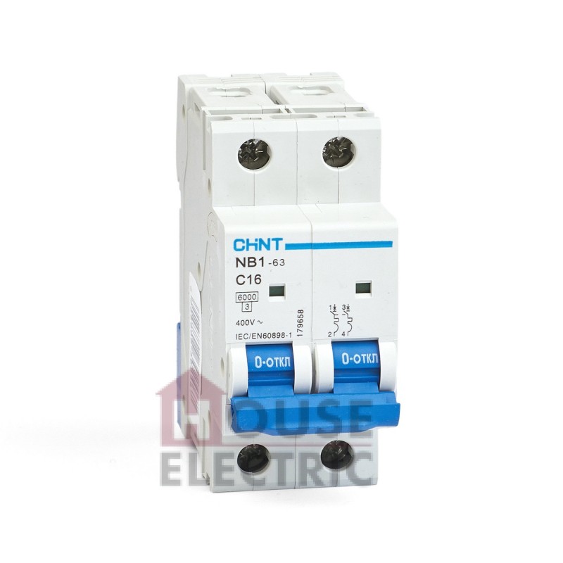 Автоматический выключатель CHINT NB1-63 6kA 2P 16A C