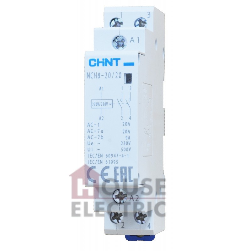 Модульный контактор Chint NCH8-20/20 230В 20A 2NO